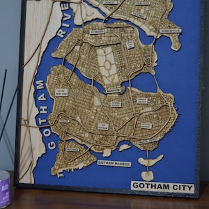 Gotham City Street Map – 3D Wooden Wall Art for Map Lovers & Collectors ...