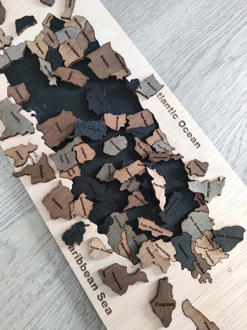 Montessori Wooden Puerto Rico Map Puzzle – Educational Geography Toy of ...