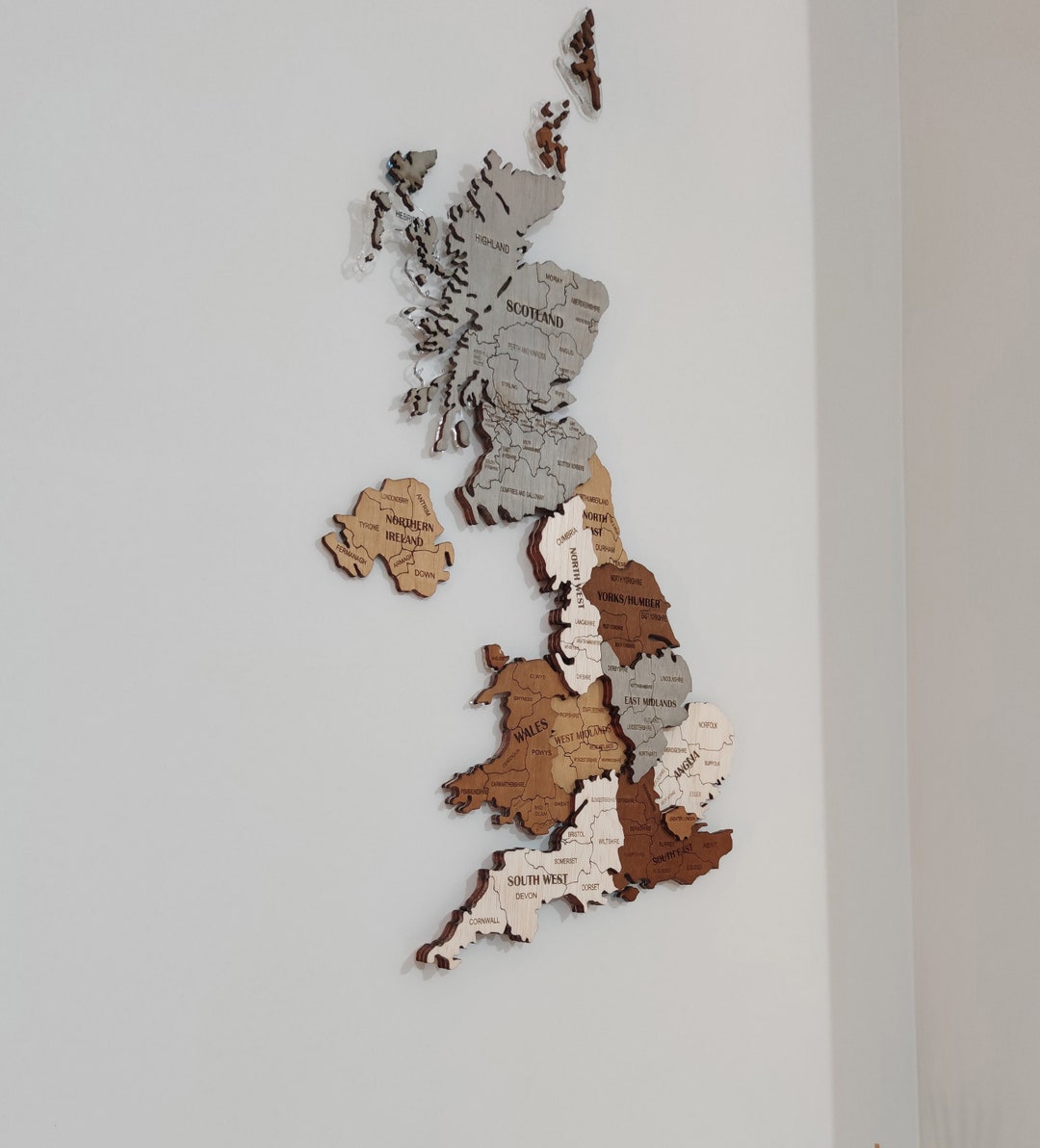 UK 3D Wall Map for Wall Decoration in Your Home or Office. Wooden Wall ...