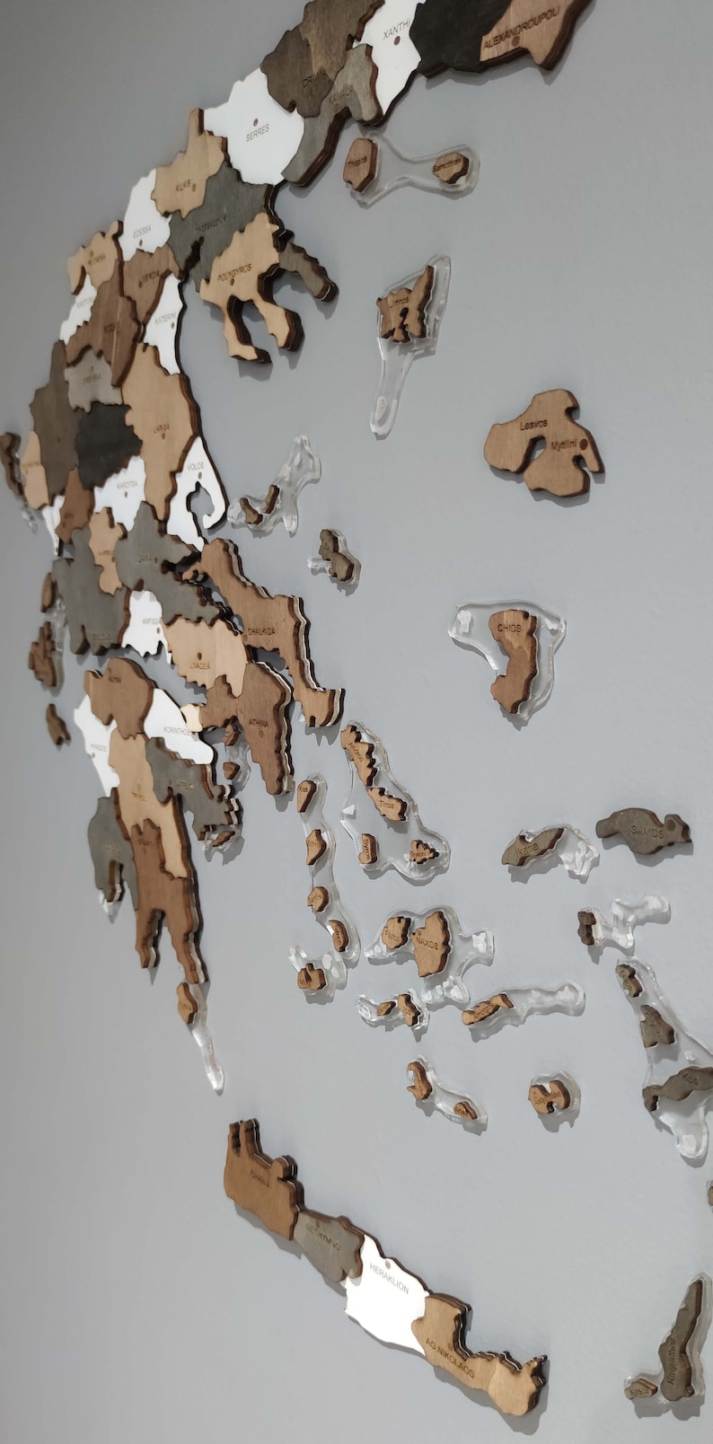 3D Wooden Greek Map Wall Art – Handcrafted Mediterranean Wall ...
