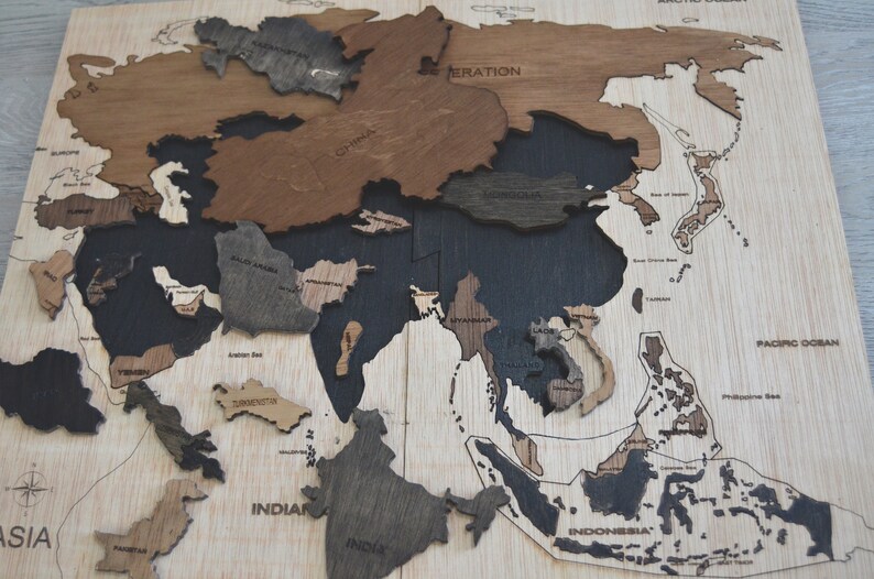 Asia Wooden Map Puzzle for Kids Asia Map Puzzle With - Etsy
