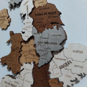 Rustic 3D Wooden UK Wall Map – Handcrafted United Kingdom Geography Art ...