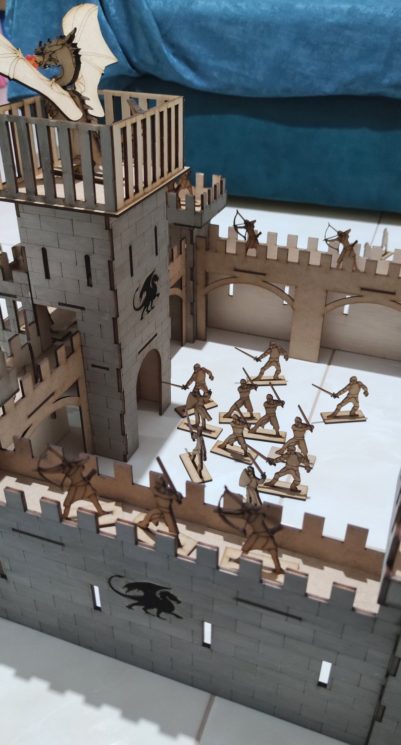 Wooden Castle With Knights, Catapults, and a Dragon for Endless Game ...