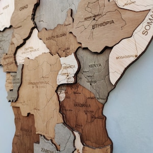 Wood Map of Africa in 3D – Travel Map Wall Hanging – Handcrafted Wooden ...