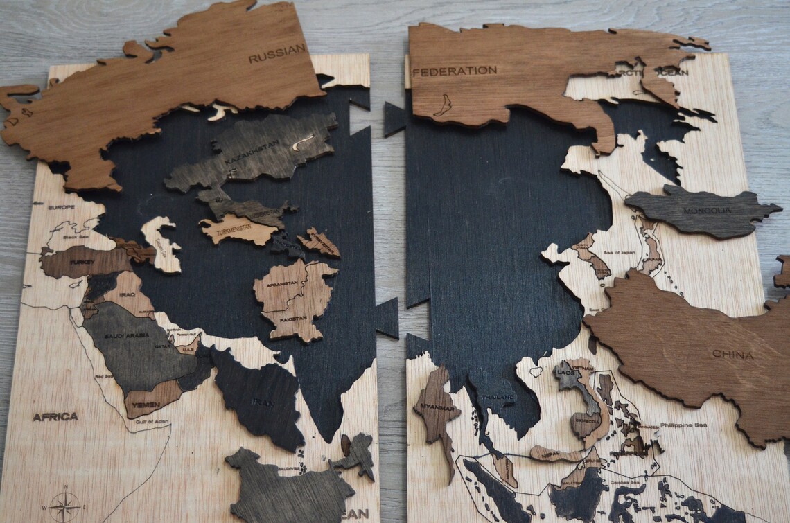 Asia Wooden Map Puzzle for Kids Asia Map Puzzle With - Etsy