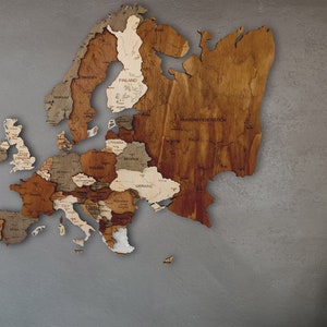Handcrafted Wooden Map of Europe - Perfect Wall Art Decor With Detailed ...