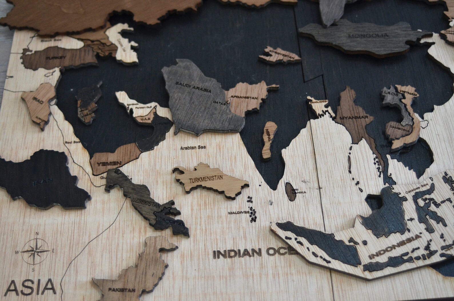 Asia Wooden Map Puzzle for Kids Asia Map Puzzle With - Etsy