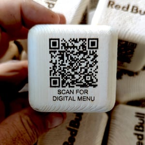 QR Code Cubes for Bar and Restaurants. Wooden Blocks With QR and Logo ...