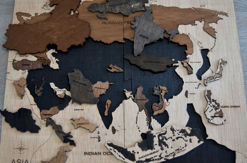 Asia Wooden Map Puzzle for Kids Asia Map Puzzle With - Etsy