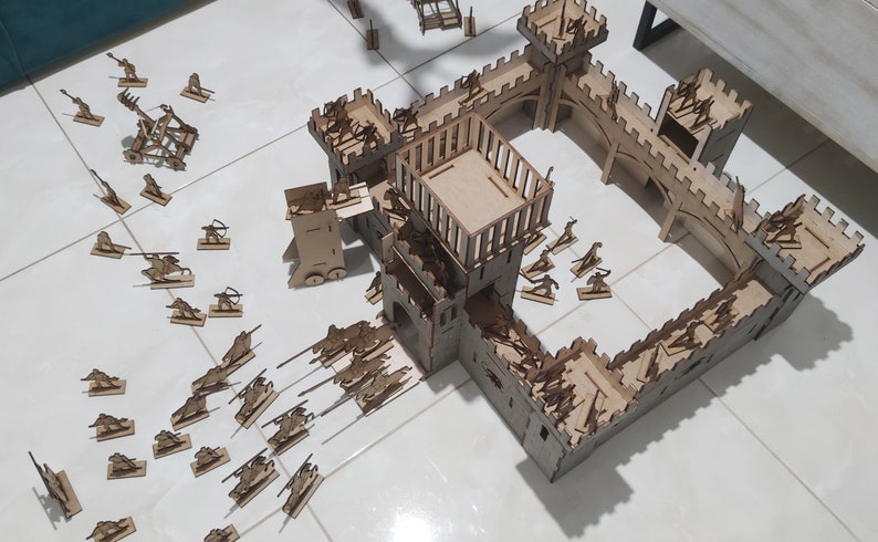 Wooden Castle With Knights, Catapults, and a Dragon for Endless Game ...