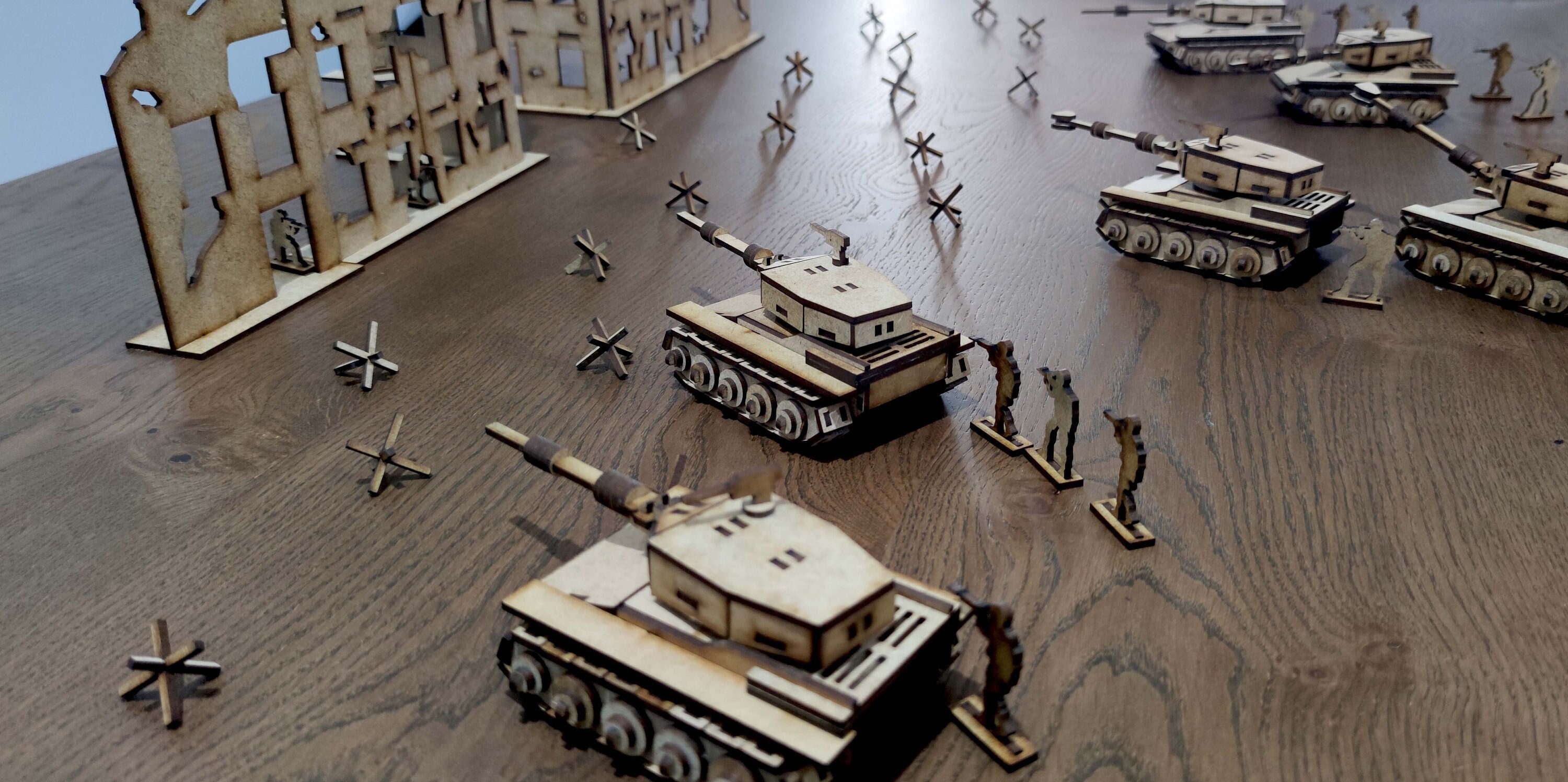 Wooden Tank Toy With Soldiers and Ruins.army Tanks Toy for Children's ...