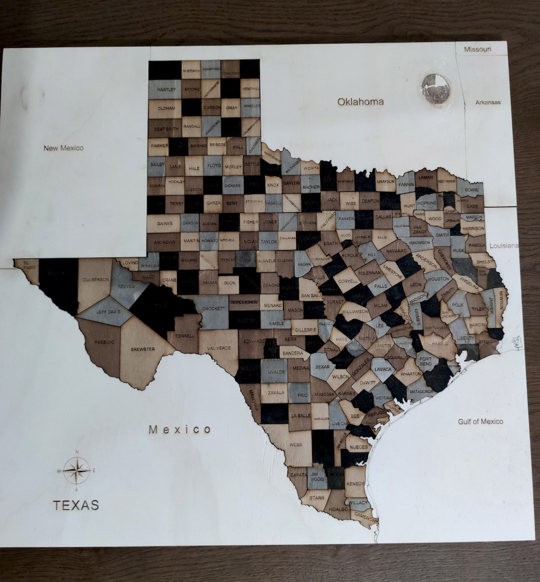 Texas Counties Map Puzzle for Educational and Decoration Purpose ...