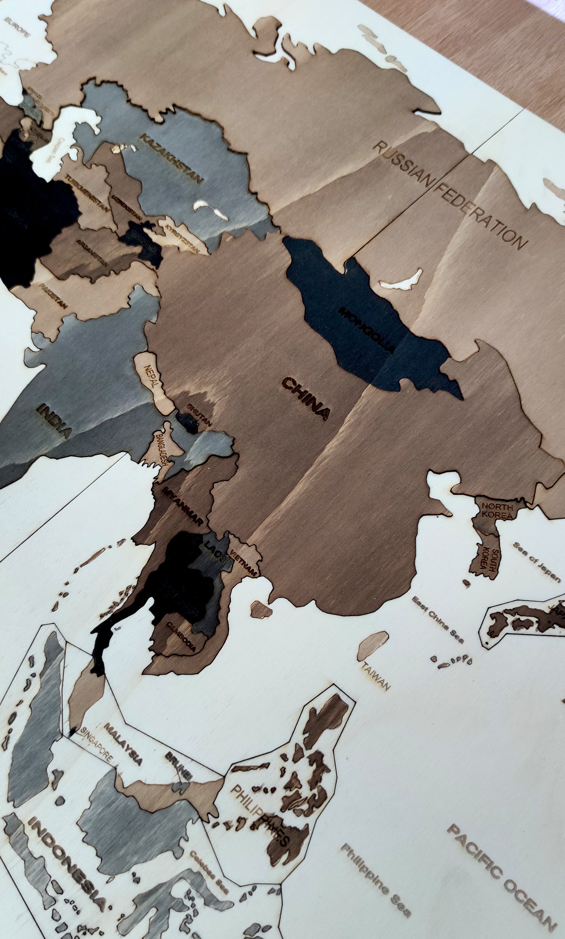 Asia Wooden Map Puzzle for Kids, Asia Map Puzzle With Countries ...