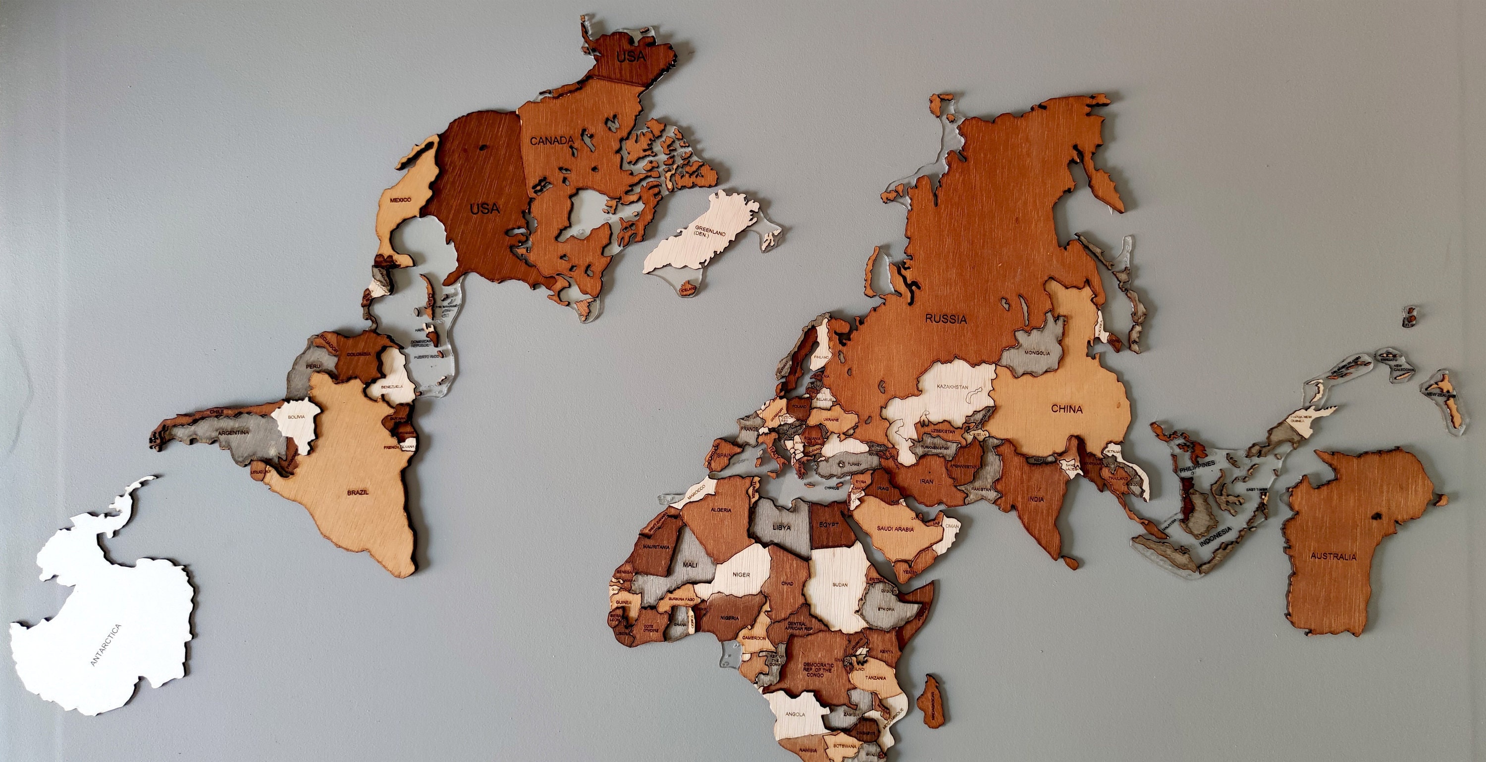 Rustic 3D Wooden World Map – Authagraph Projection Wall Map - Etsy