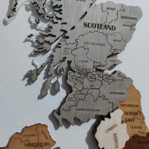 Rustic 3D Wooden UK Wall Map – Handcrafted United Kingdom Geography Art ...