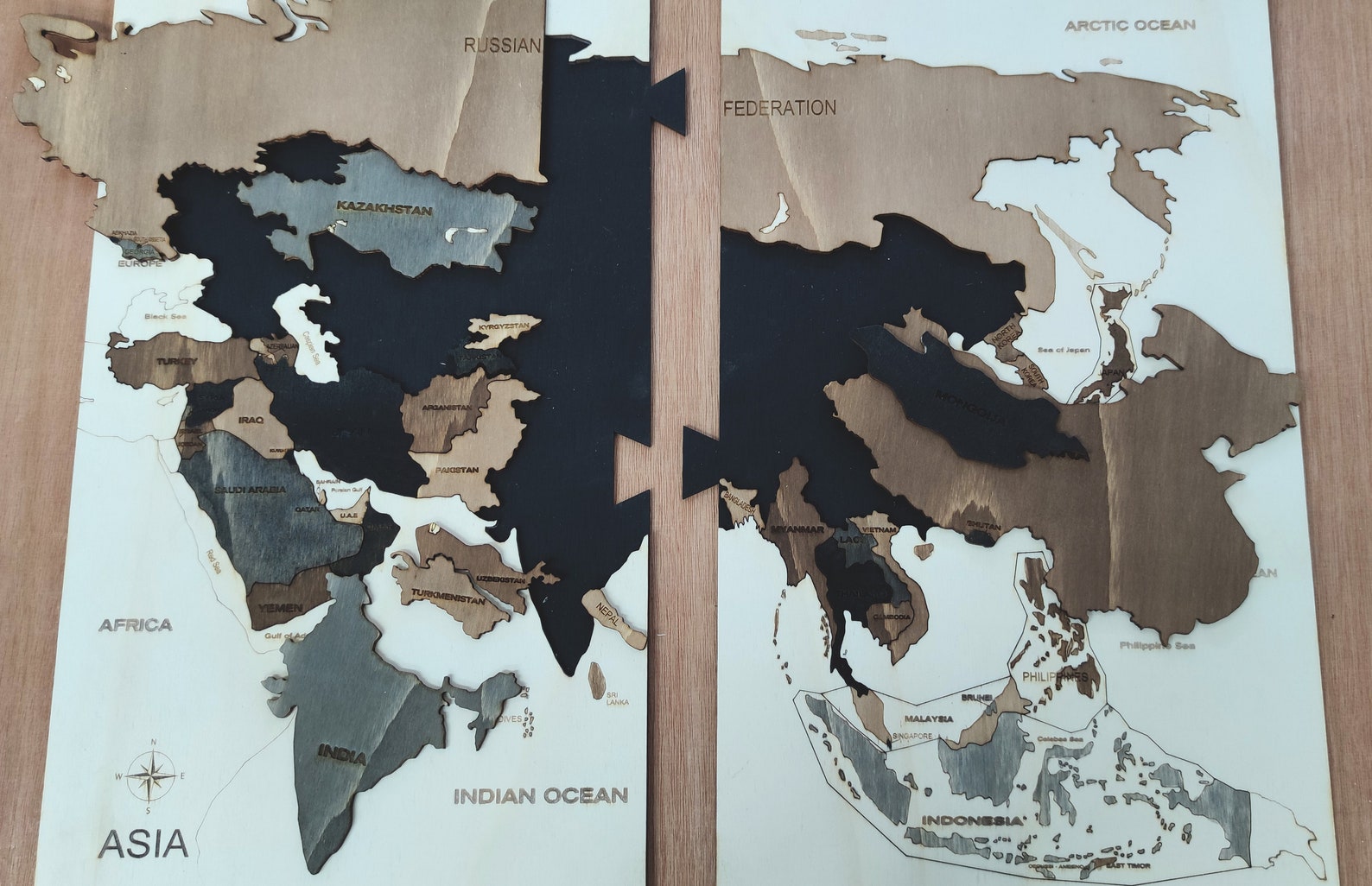 Asia Wooden Map Puzzle for Kids Asia Map Puzzle With - Etsy Canada