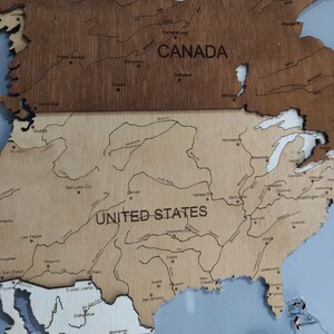 Rustic 3D Wooden Americas Wall Map – Handcrafted Wood Map of North ...