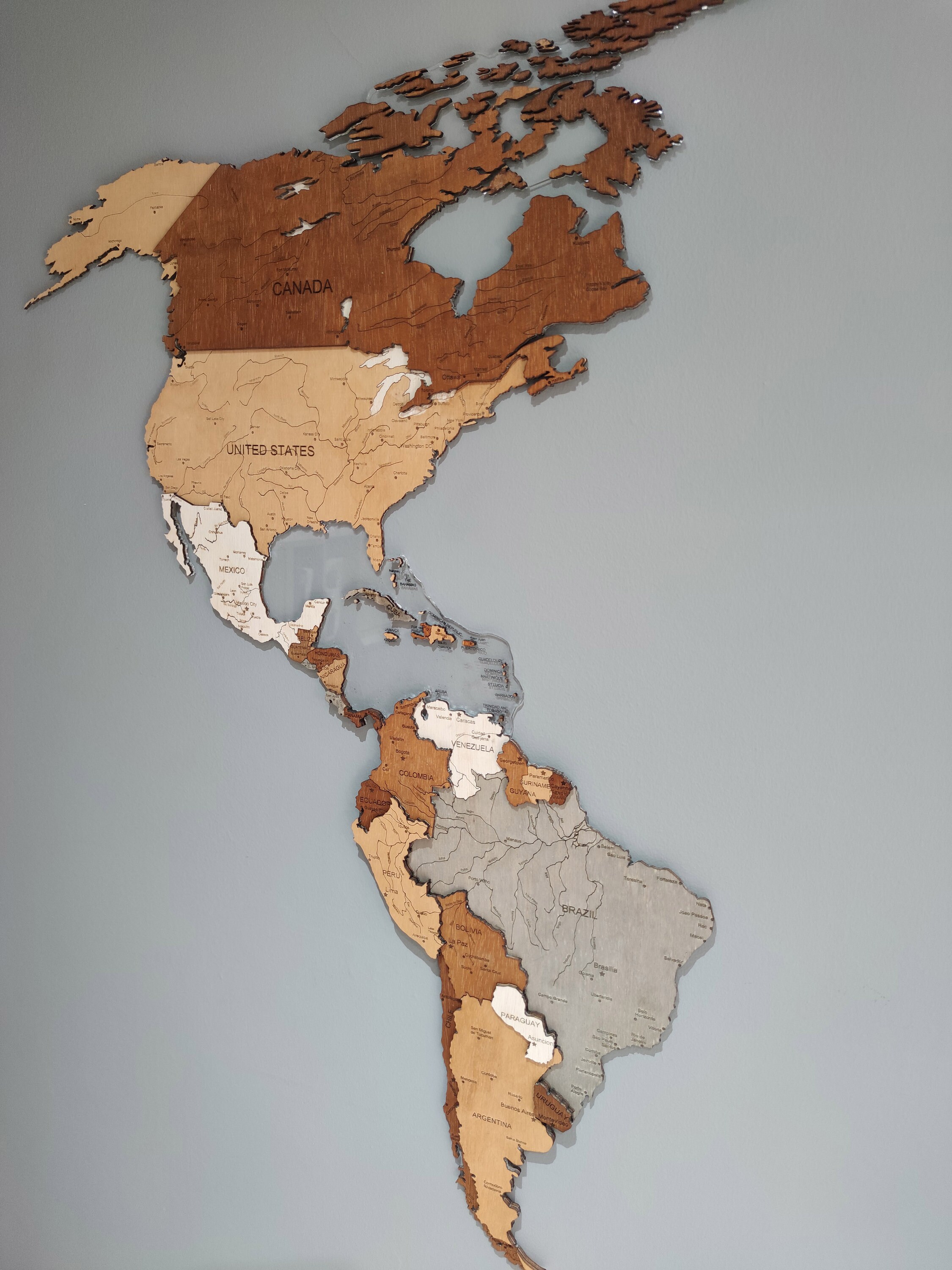 Explore the Americas With Our Stunning Wooden Wall Map. - Etsy