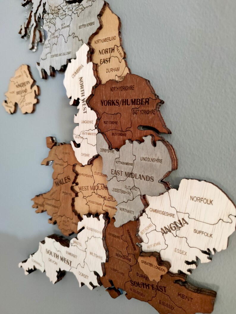 Rustic 3D Wooden UK Wall Map – Handcrafted United Kingdom Geography Art ...