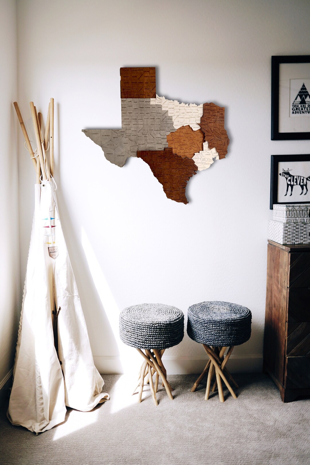 Map of Texas for Wall Decor. 3D Texas Map for Home and Office. Texas ...