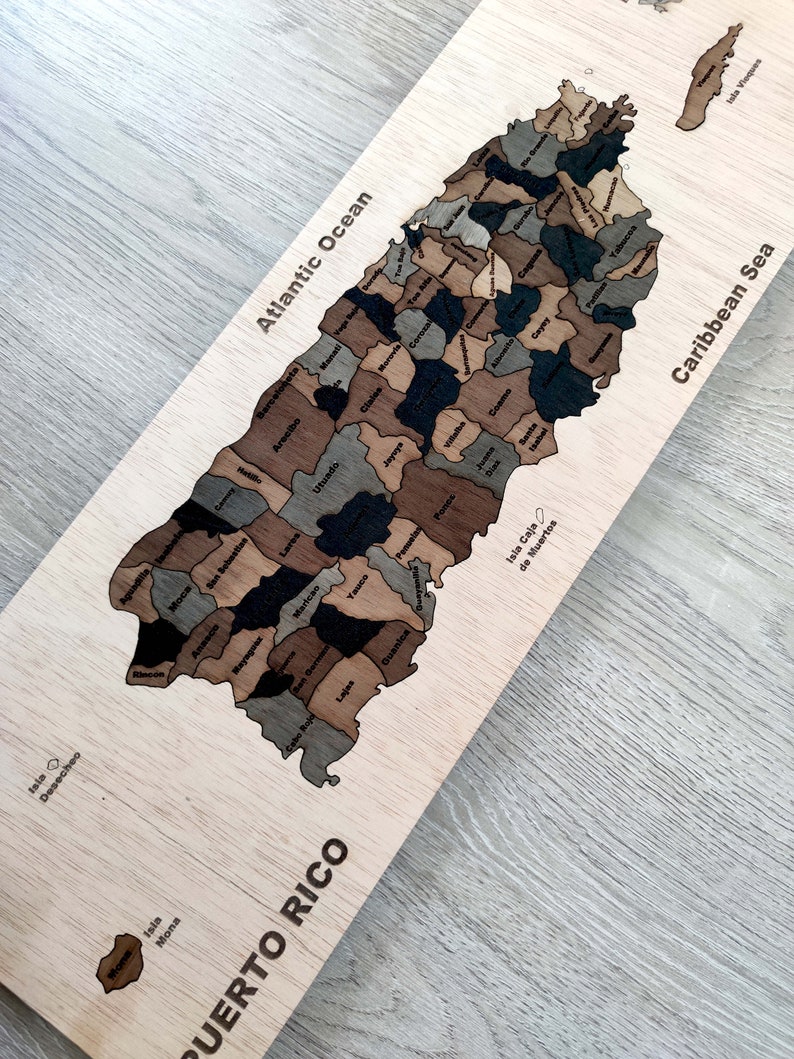 Montessori Wooden Puerto Rico Map Puzzle – Educational Geography Toy of ...