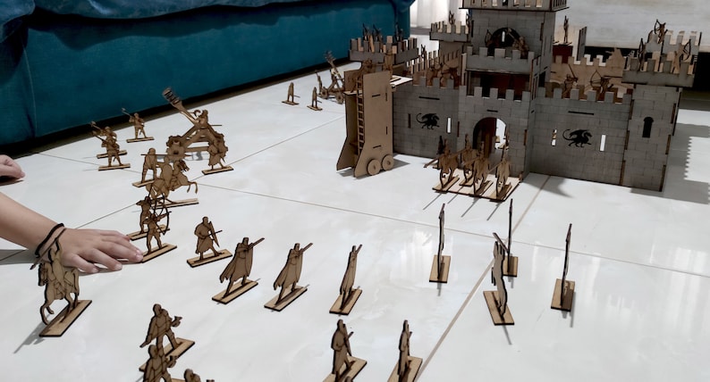 Handmade Wooden Medieval Castle Playset With Knights Fortress and ...