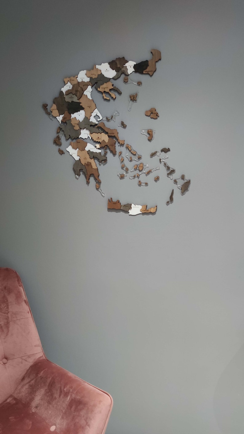 3D Wooden Greek Map Wall Art – Handcrafted Mediterranean Wall ...