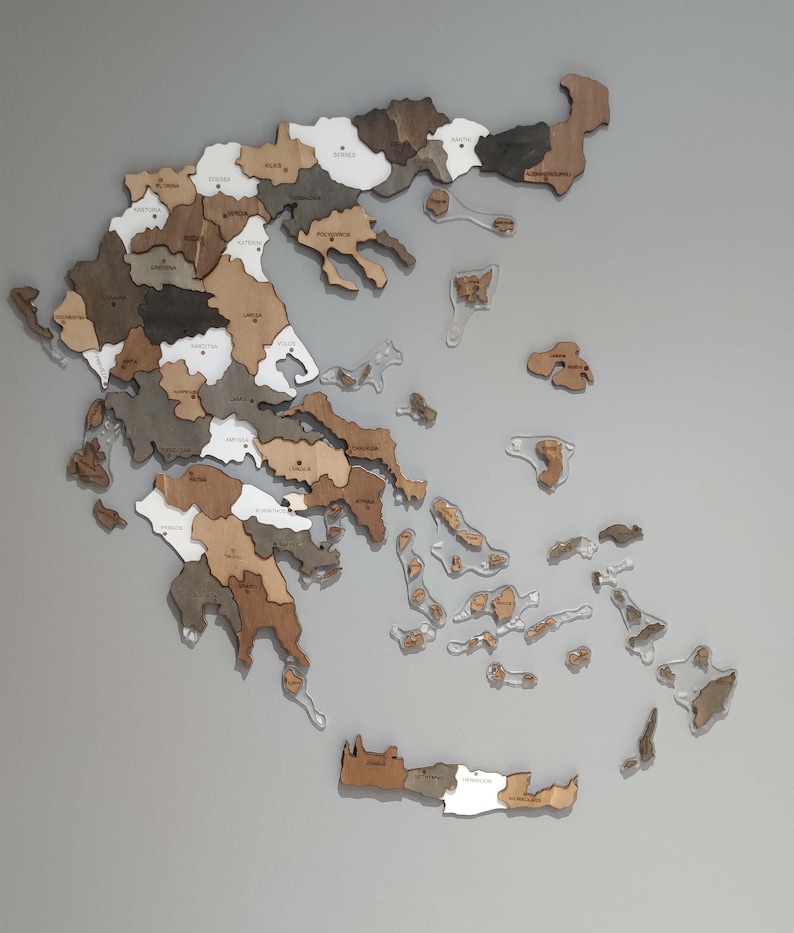 3D Wooden Greek Map Wall Art – Handcrafted Mediterranean Wall ...