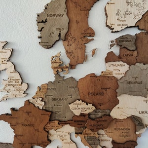 Handcrafted Wooden Map of Europe - Perfect Wall Art Decor With Detailed ...