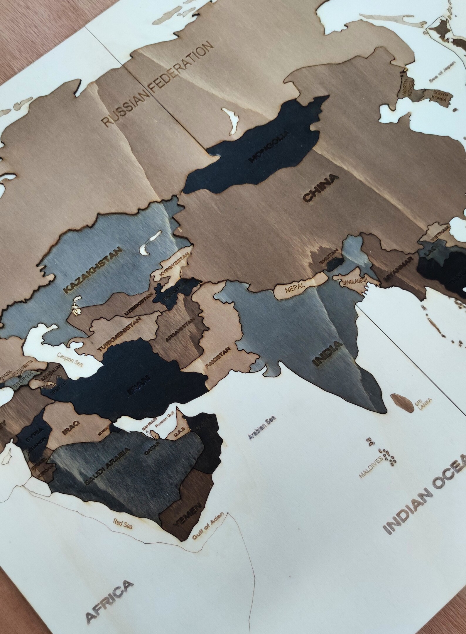 Asia Wooden Map Puzzle for Kids, Asia Map Puzzle With Countries ...