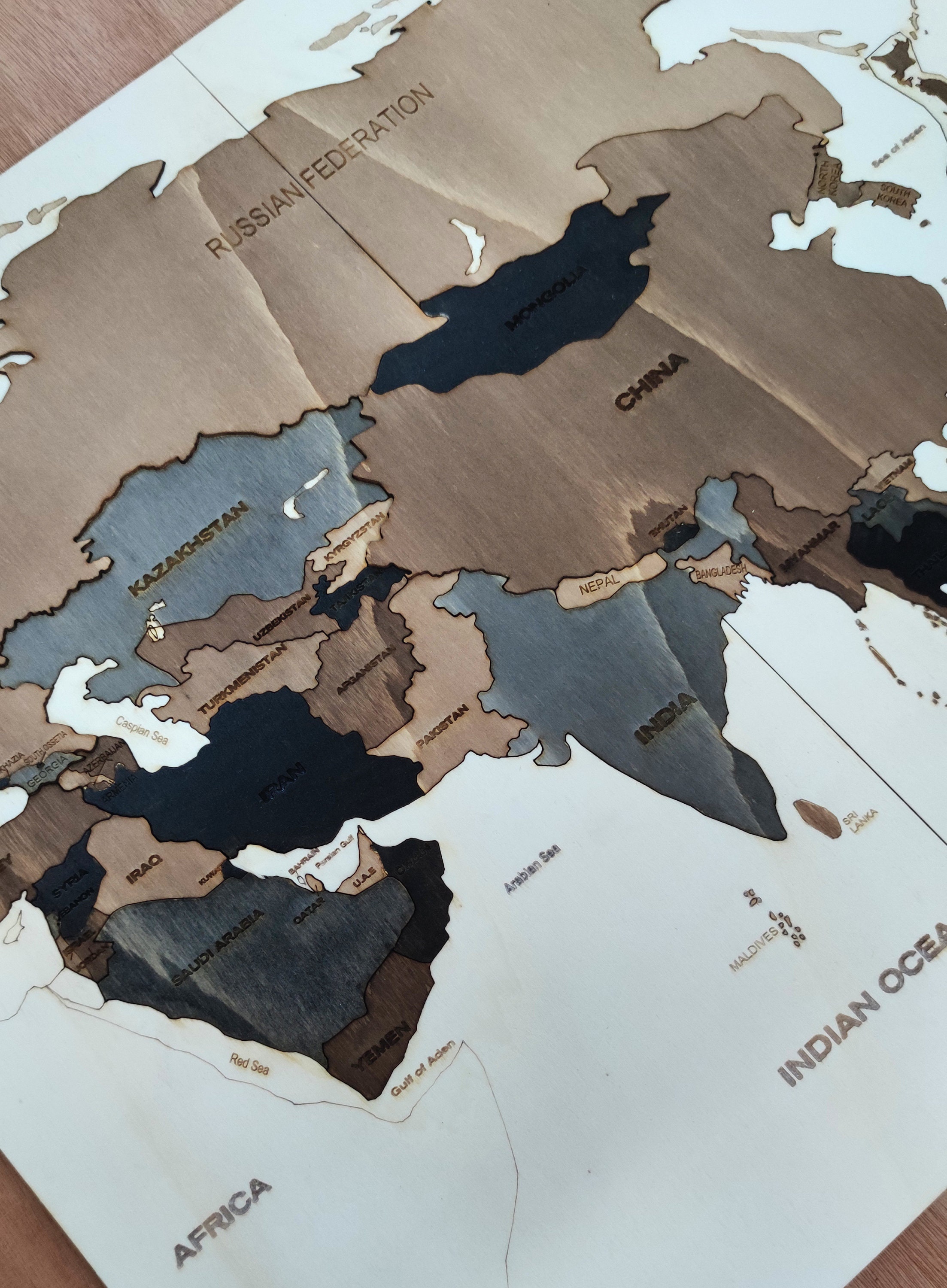 Asia Wooden Map Puzzle for Kids, Asia Map Puzzle With Countries ...