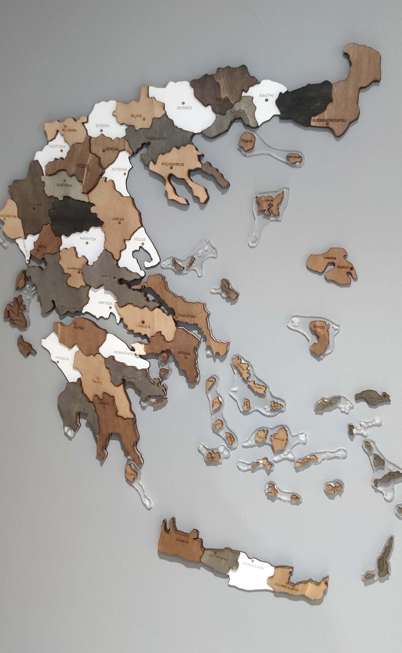 3D Wooden Greek Map Wall Art – Handcrafted Mediterranean Wall ...