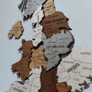 Rustic 3D Wooden UK Wall Map – Handcrafted United Kingdom Geography Art ...