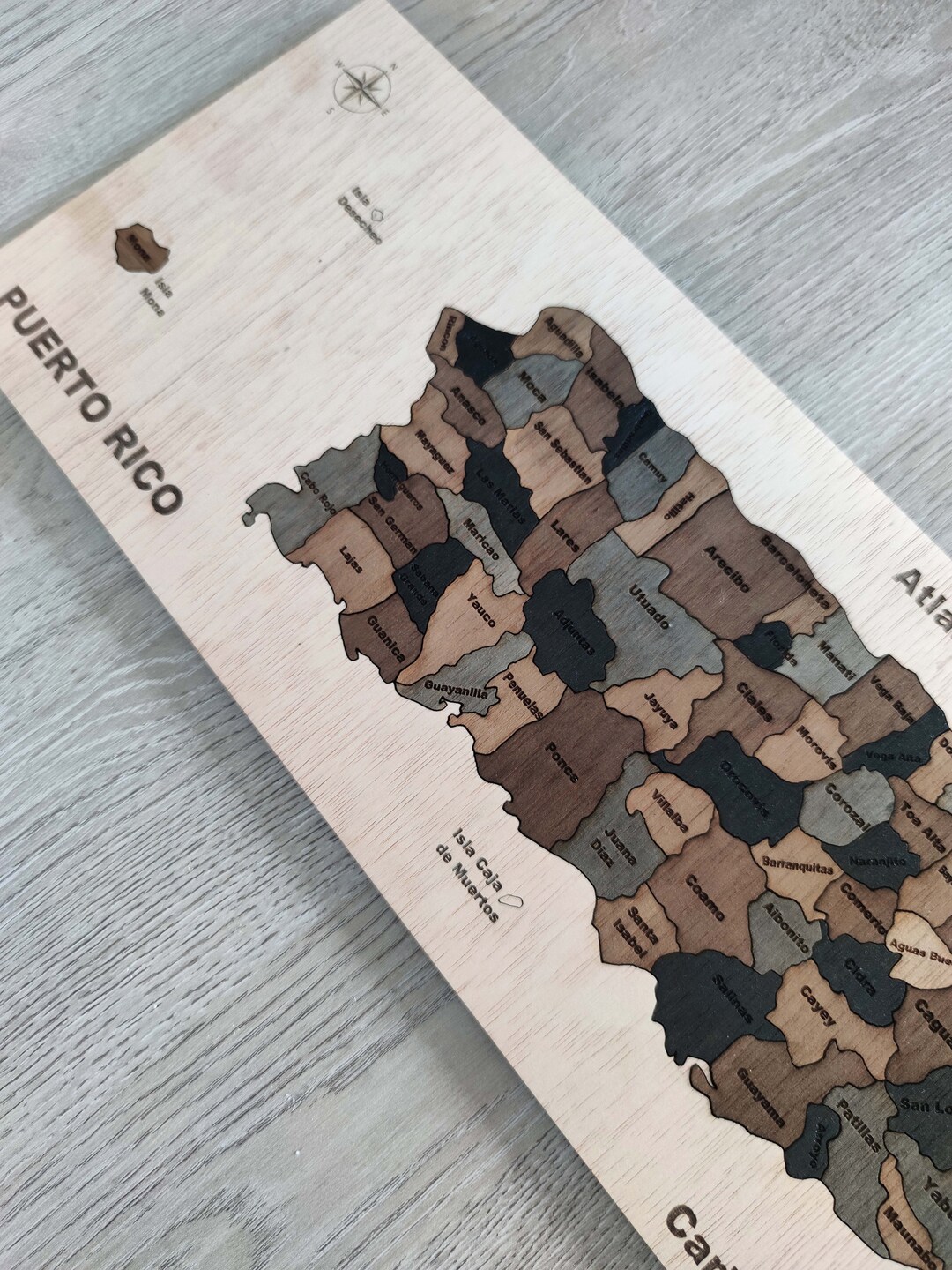 Montessori Wooden Puerto Rico Map Puzzle – Educational Geography Toy of ...