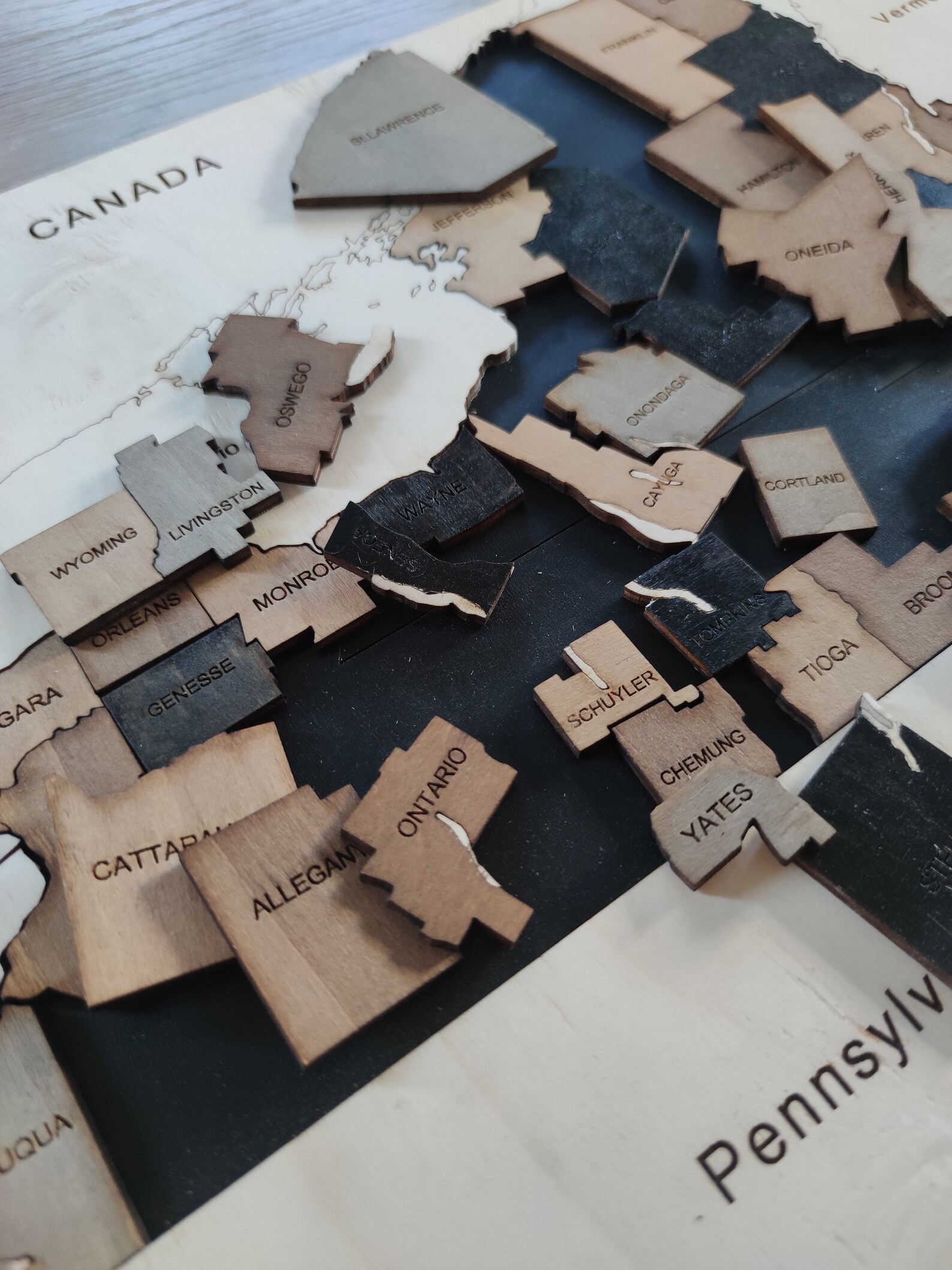 New York Counties Map Puzzle – Educational Wooden Geography Toy for ...