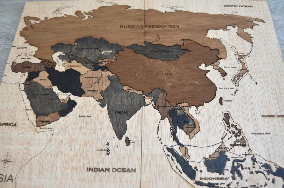 Asia Wooden Map Puzzle for Kids Asia Map Puzzle With - Etsy