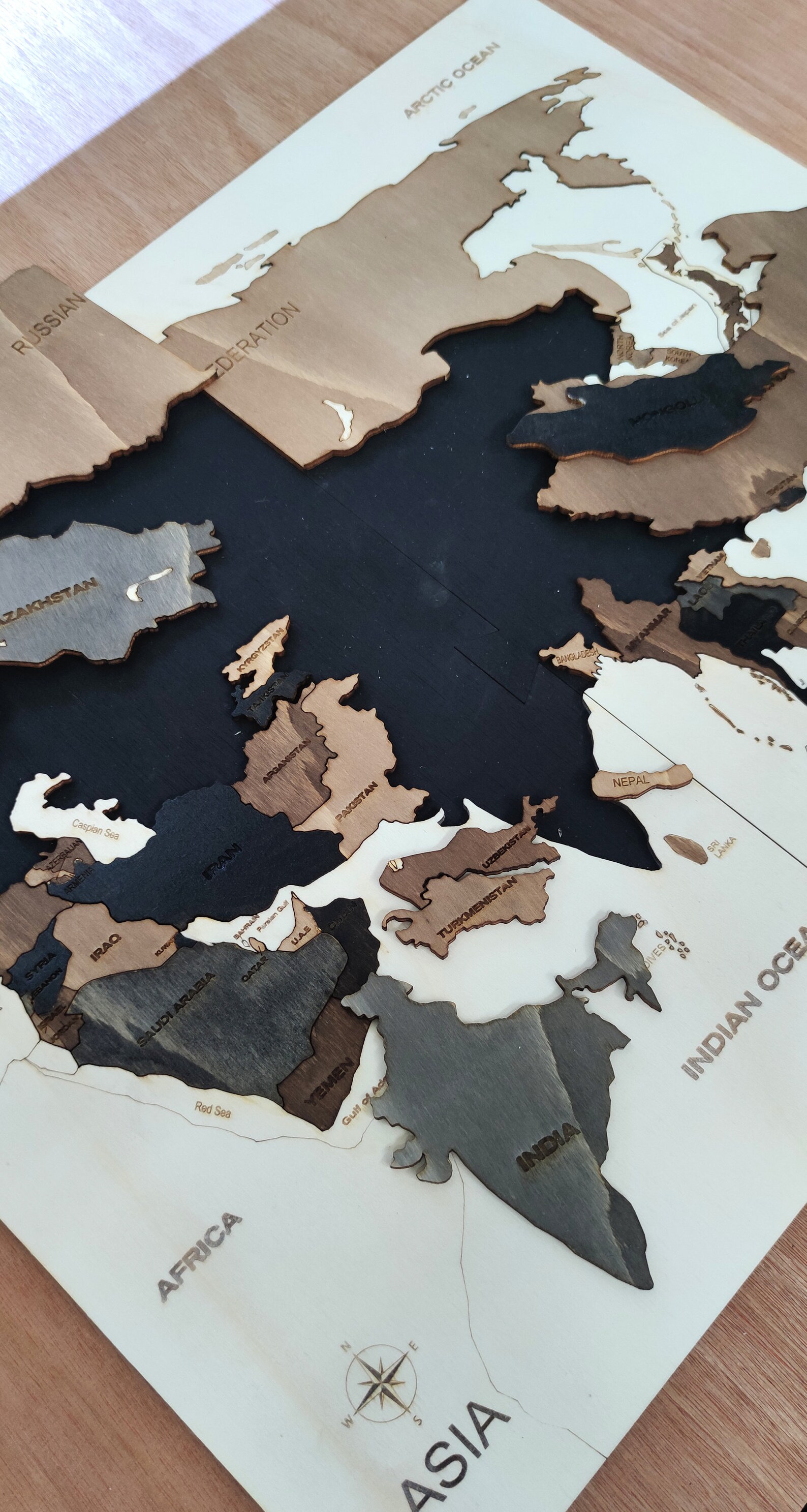 Asia Wooden Map Puzzle for Kids, Asia Map Puzzle With Countries ...