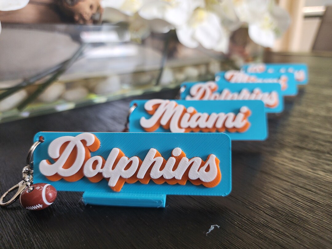 Miami Dolphins Keychain / Bag Tag / Bag Charm / Key Ring / 3D Printed ...