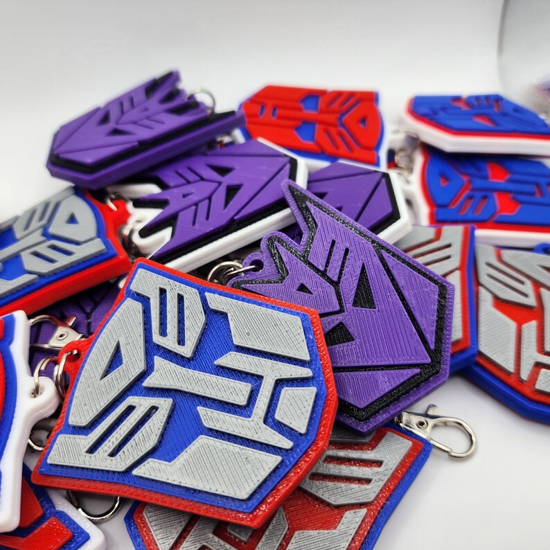 3D Printed Transformers Keychain: Autobot Decepticon Robot Icon Bag Tag ...