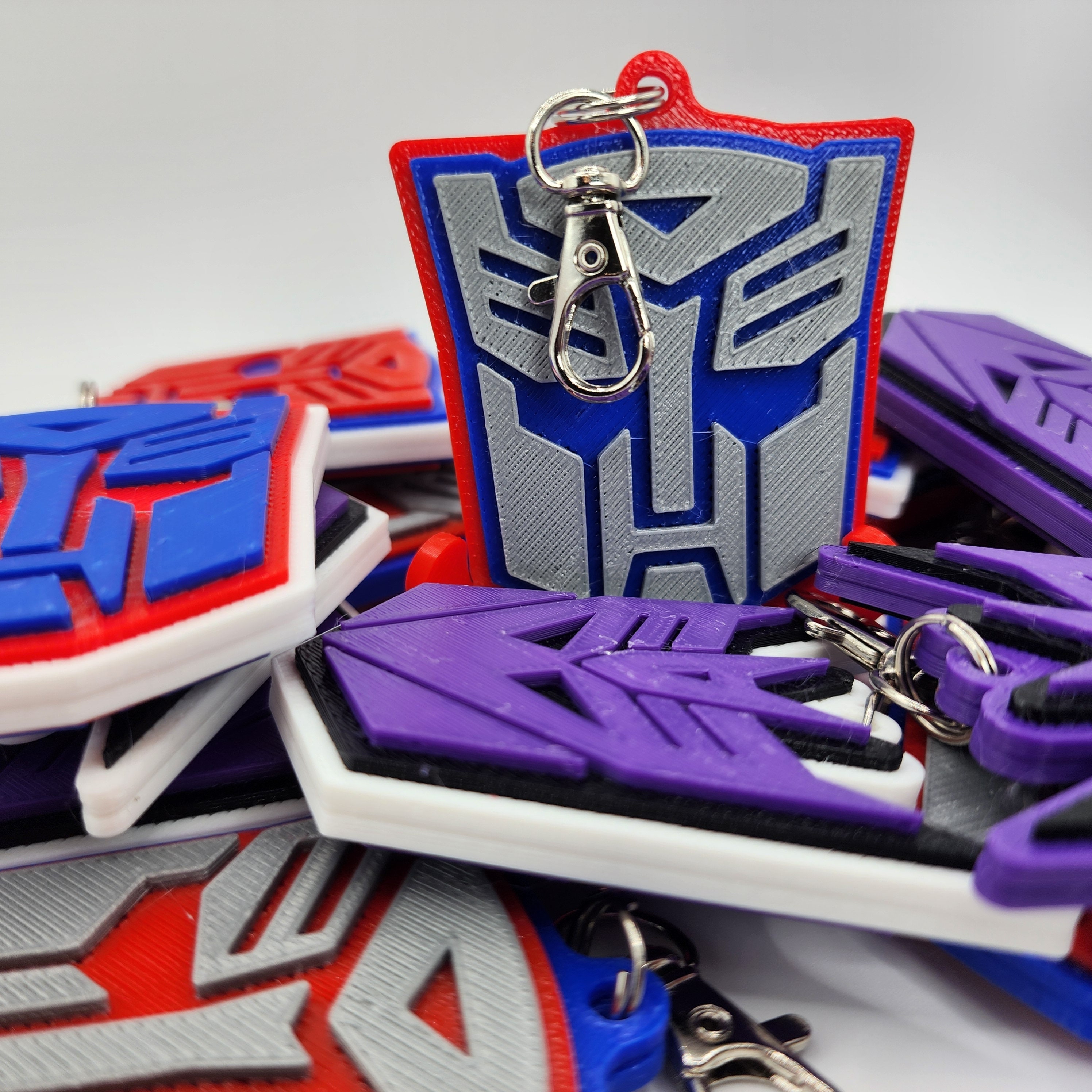 3D Printed Transformers Keychain: Autobot Decepticon Robot Icon Bag Tag ...