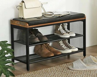 Rustic Shoe Rack and Bench Entryway Shoe Bench - Etsy