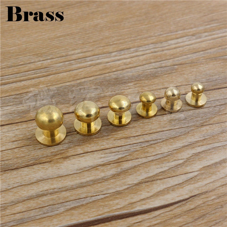 Screw Stud Button 6-12mm 1/4-1/2" Sam Brown Browne Solid Brass Round ...