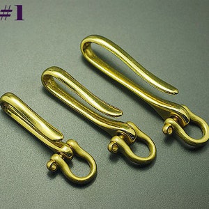 Raw Solid Brass Hook Fish Key Connector Holder Copper Chain Keyring Fob ...
