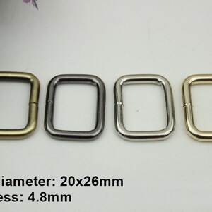 Square Rectangle Purse Strap Slider 10/100 Pcs Set Metal Single Loop ...