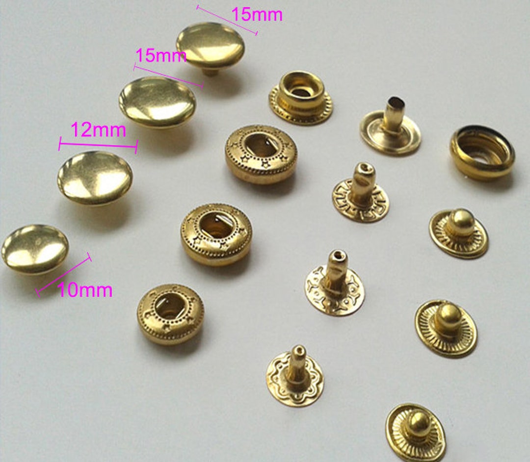 Solid Brass Round S Spring Snap Button 8 10 12 15 Mm Tich Fastener ...
