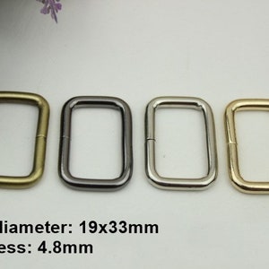 Square Rectangle Purse Strap Slider 10/100 Pcs Set Metal Single Loop ...