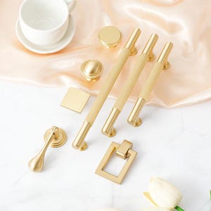 Luxury Gold Solid Brass Cabinet Handles Modern Minimalist Art Deco ...