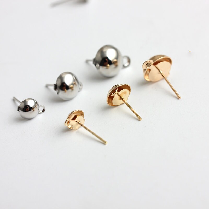 Stud Earring Post Loop 4 6 11mm Dome Half Ball Earstud Pierced | Etsy