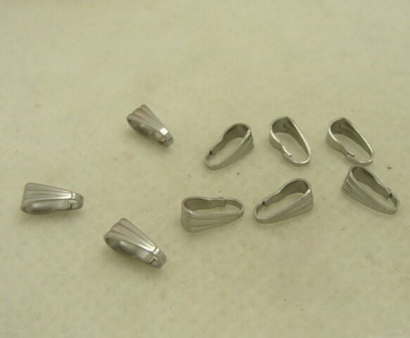 Stainless Steel Plain Snap Bail 6X2.5 9X3.9 Mm Silver Spring Pinch Clip ...