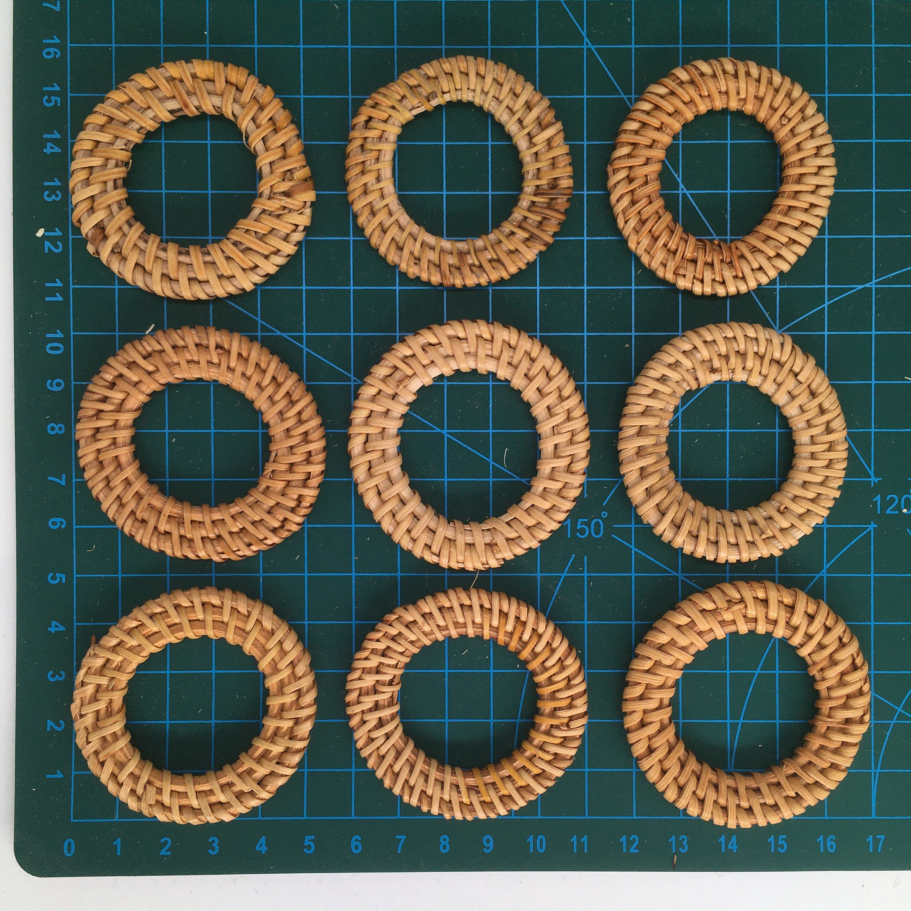 Natural Rattan Wood Earring Hoops Trendy 2021 50mm 2" Round Handmade ...